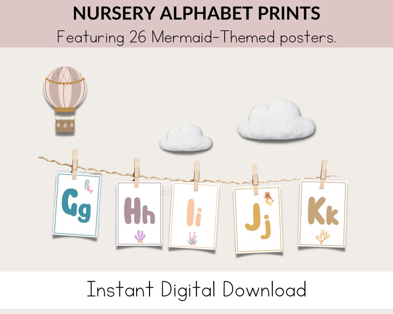 Alphabet Posters, Nursery Decor, Educational Wall Art Printable, ABC ...