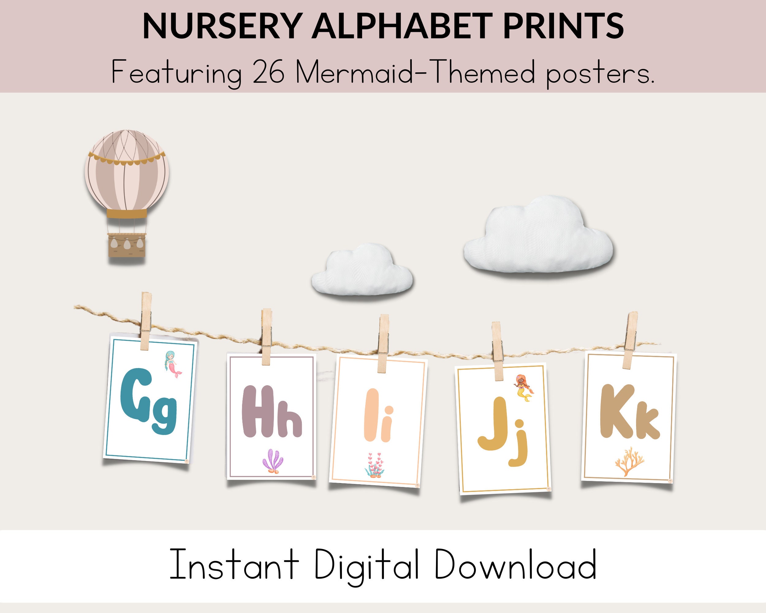 Alphabet Posters, Nursery Decor, Educational Wall Art Printable, ABC ...