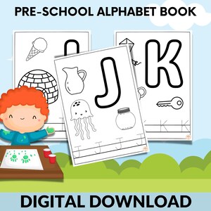 Kindergarten, Daycare Worksheets, Kids Alphabet Coloring & Tracing Book ...