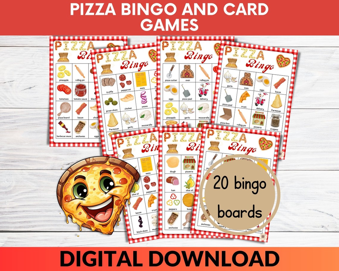 Printable Pizza Games, Pizza Bingo, Snap and Memory Game, Printable ...