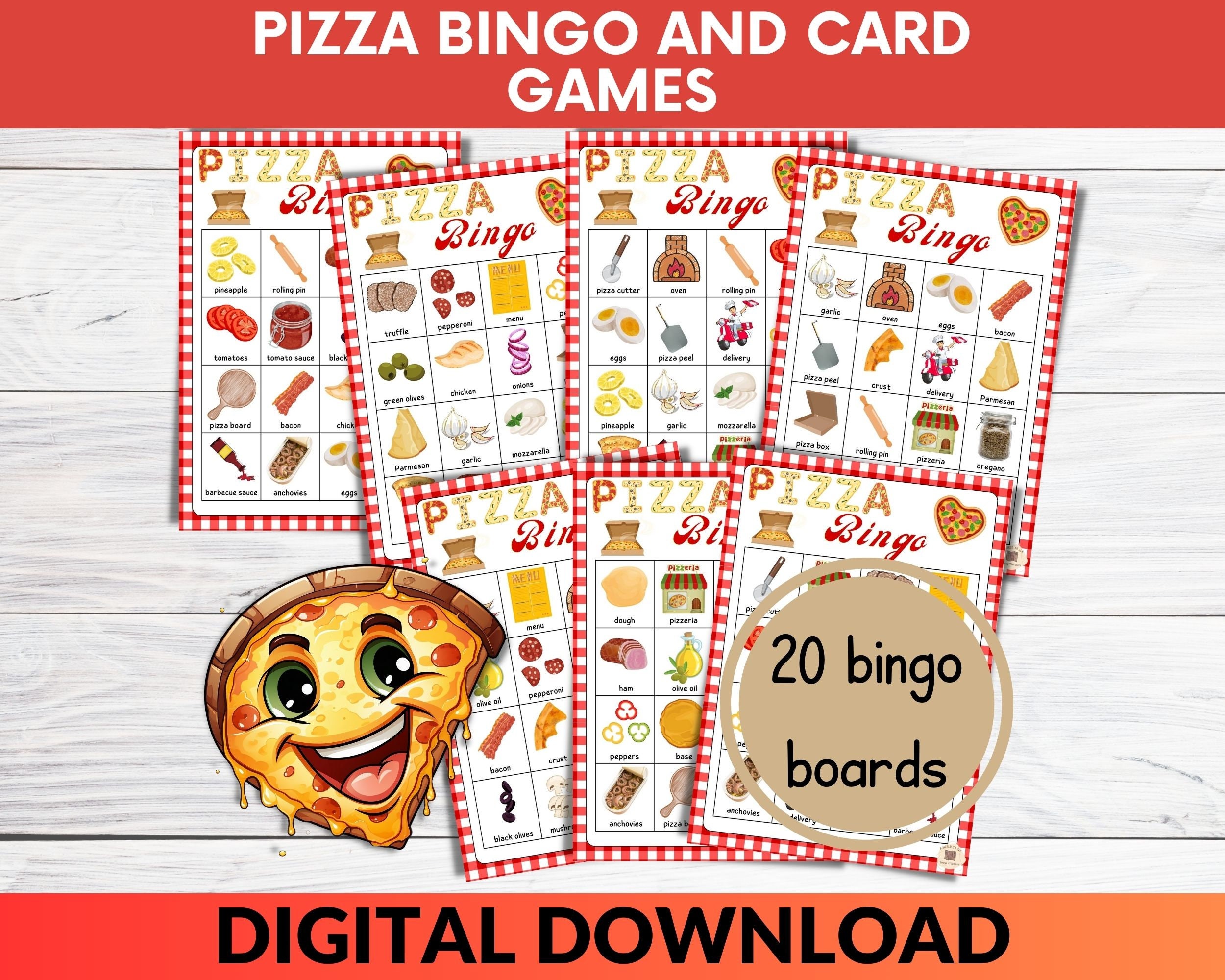 Printable Pizza Games, Pizza Bingo, Snap and Memory Game, Printable ...