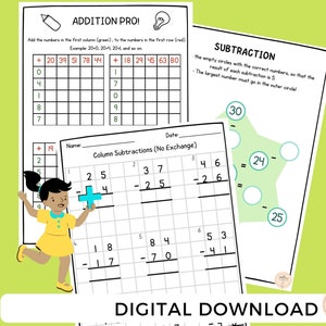 Addition Subtraction Worksheets, 2nd Grade Printables, Home School ...