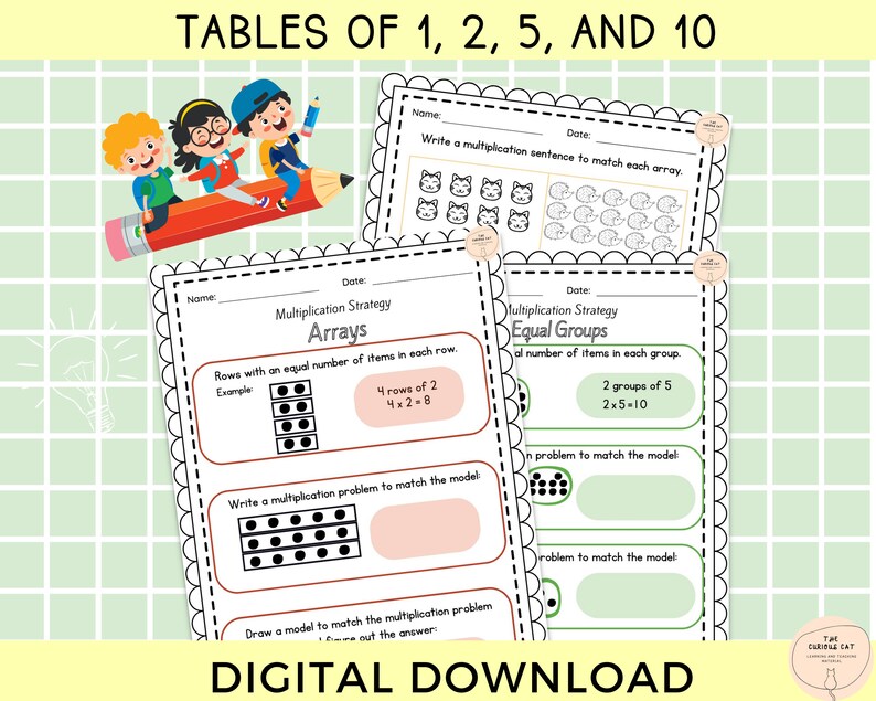 Multiplication Worksheets, Maths Printables for 1st and 2nd Grade ...