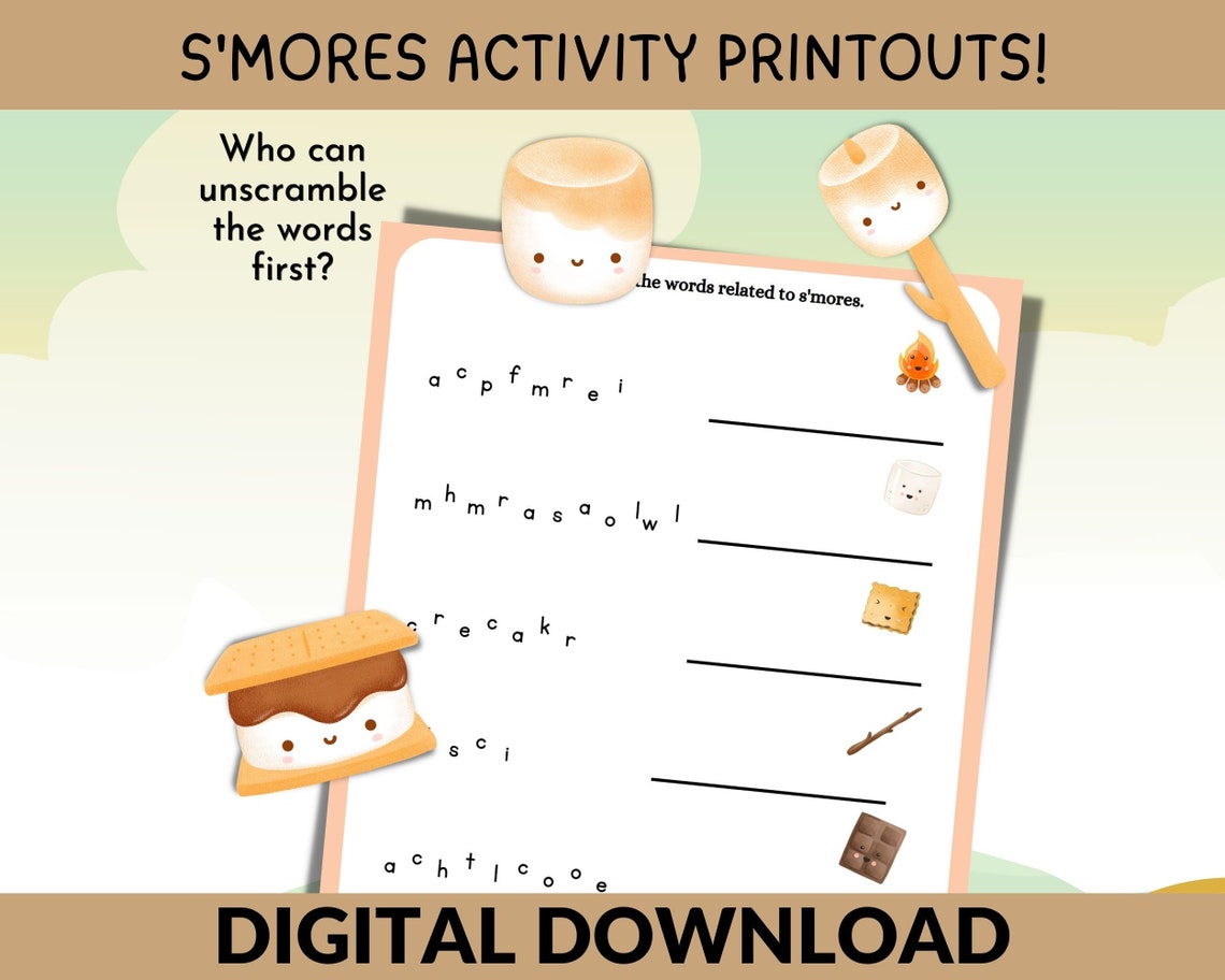 Camping Smores Game, Campfire Activities for Kids, Printables for ...