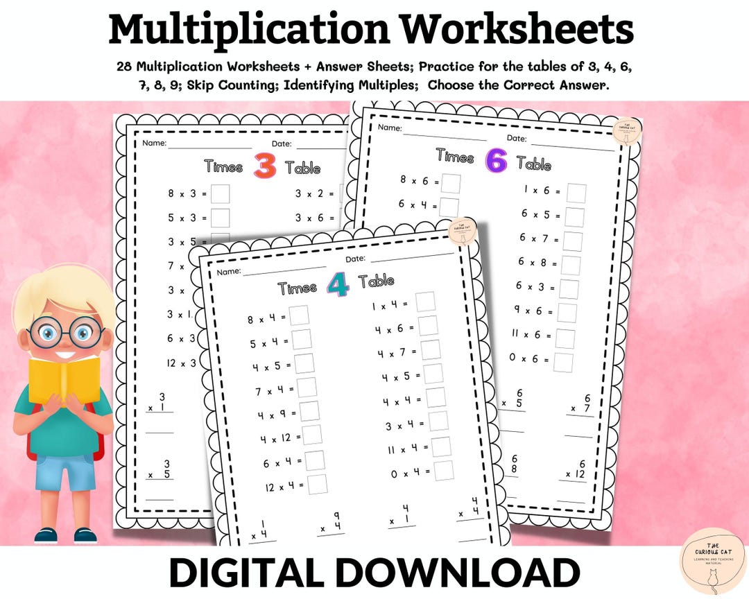 Maths Worksheets | Multiplication Printouts for 2nd - 3rd Grade With ...