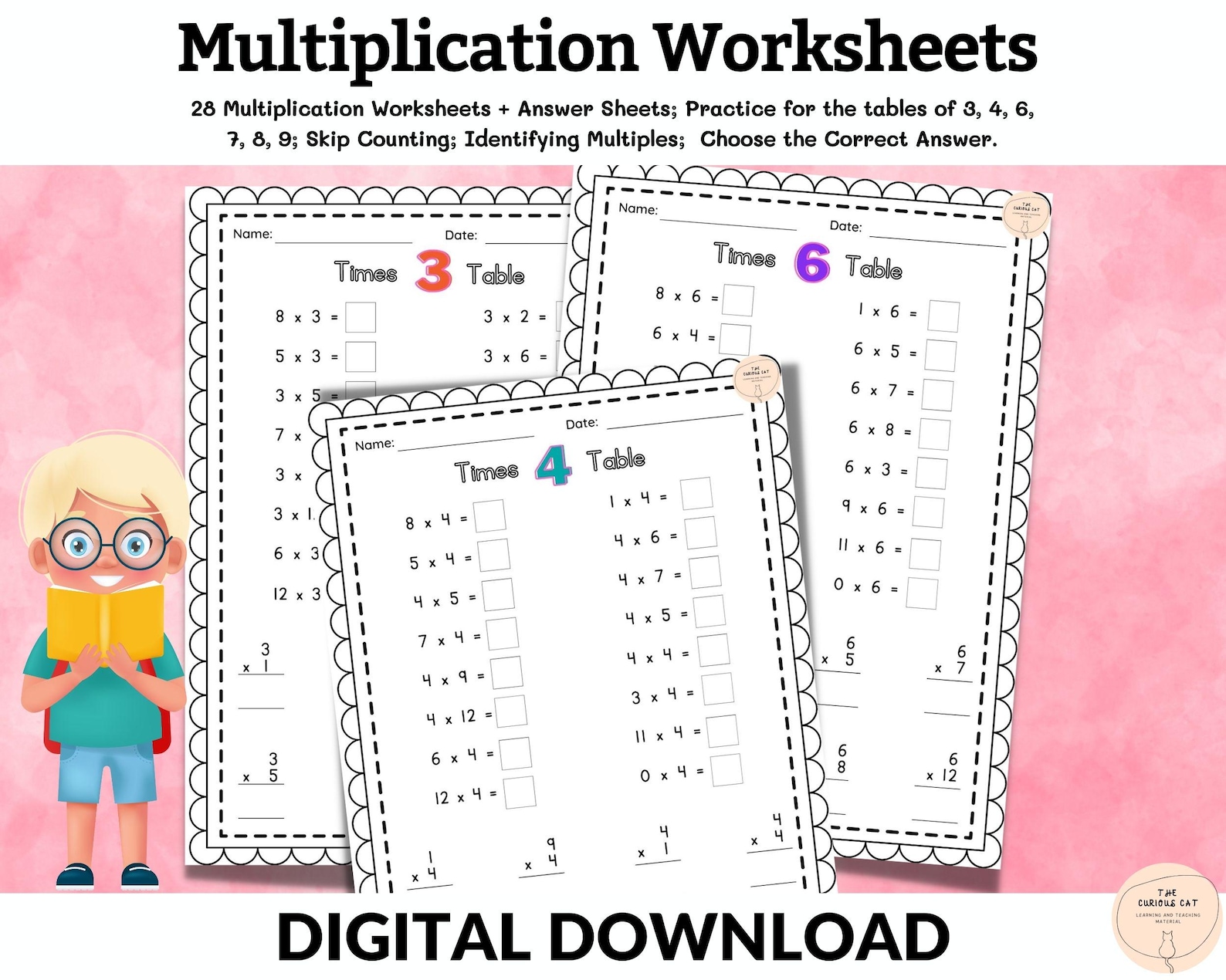 Maths Worksheets | Multiplication Printouts for 2nd - 3rd Grade With ...