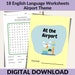 English Language Worksheets, 'at the Airport' Theme Worksheets, 3rd ...