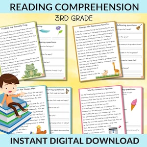 2nd-3rd Grade Reading Comprehensions Bundle | Writing Frames Printables ...