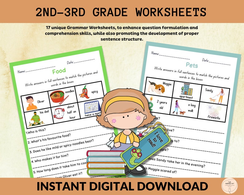 Reading & Writing Worksheets for 2nd - 3rd Grade | Sentence Building ...