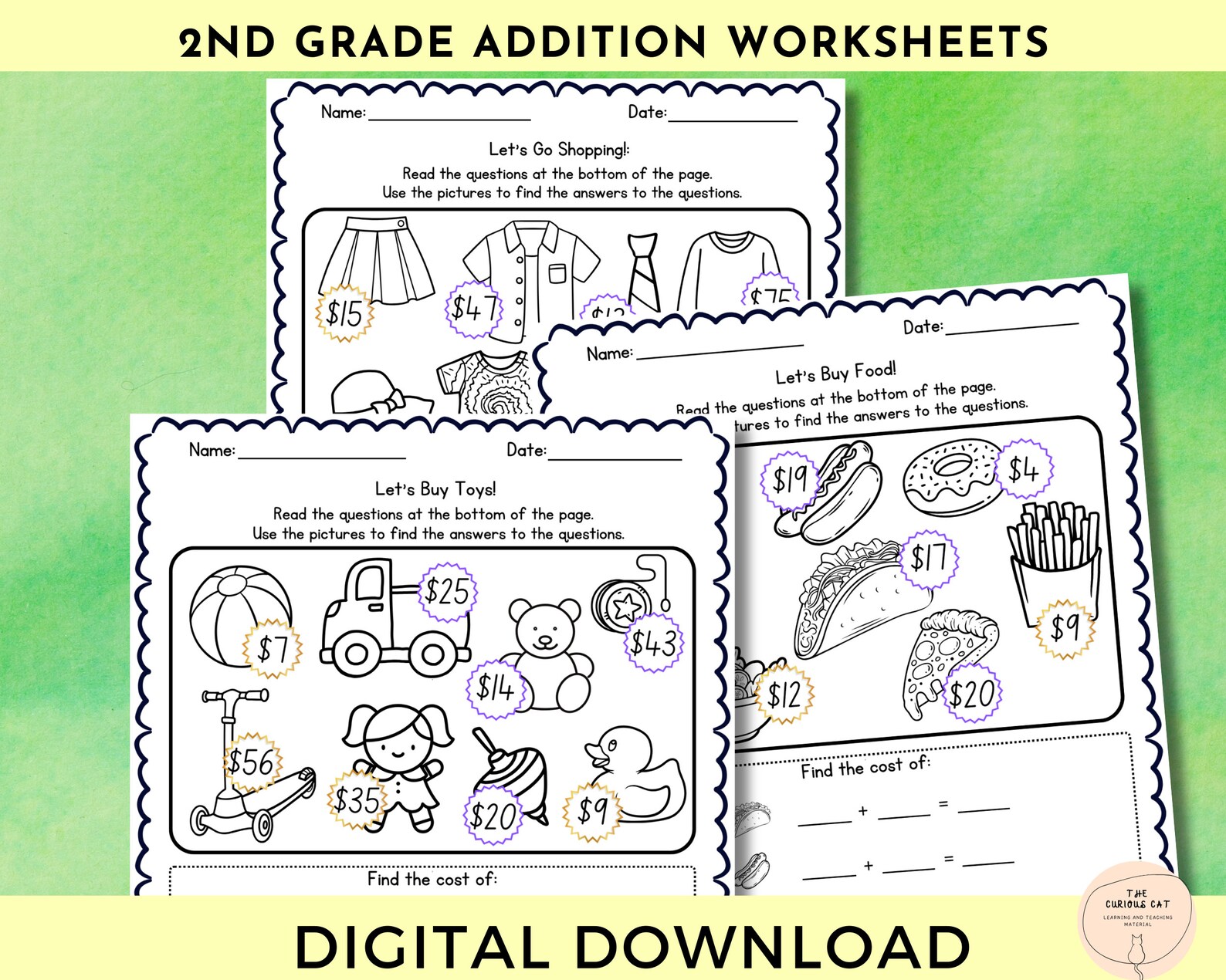 30 Addition Worksheets for 2nd Grade, Maths Printables, Addition Facts ...