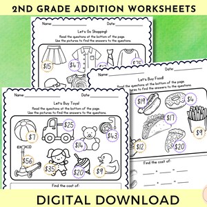 30 Addition Worksheets for 2nd Grade, Maths Printables, Addition Facts ...