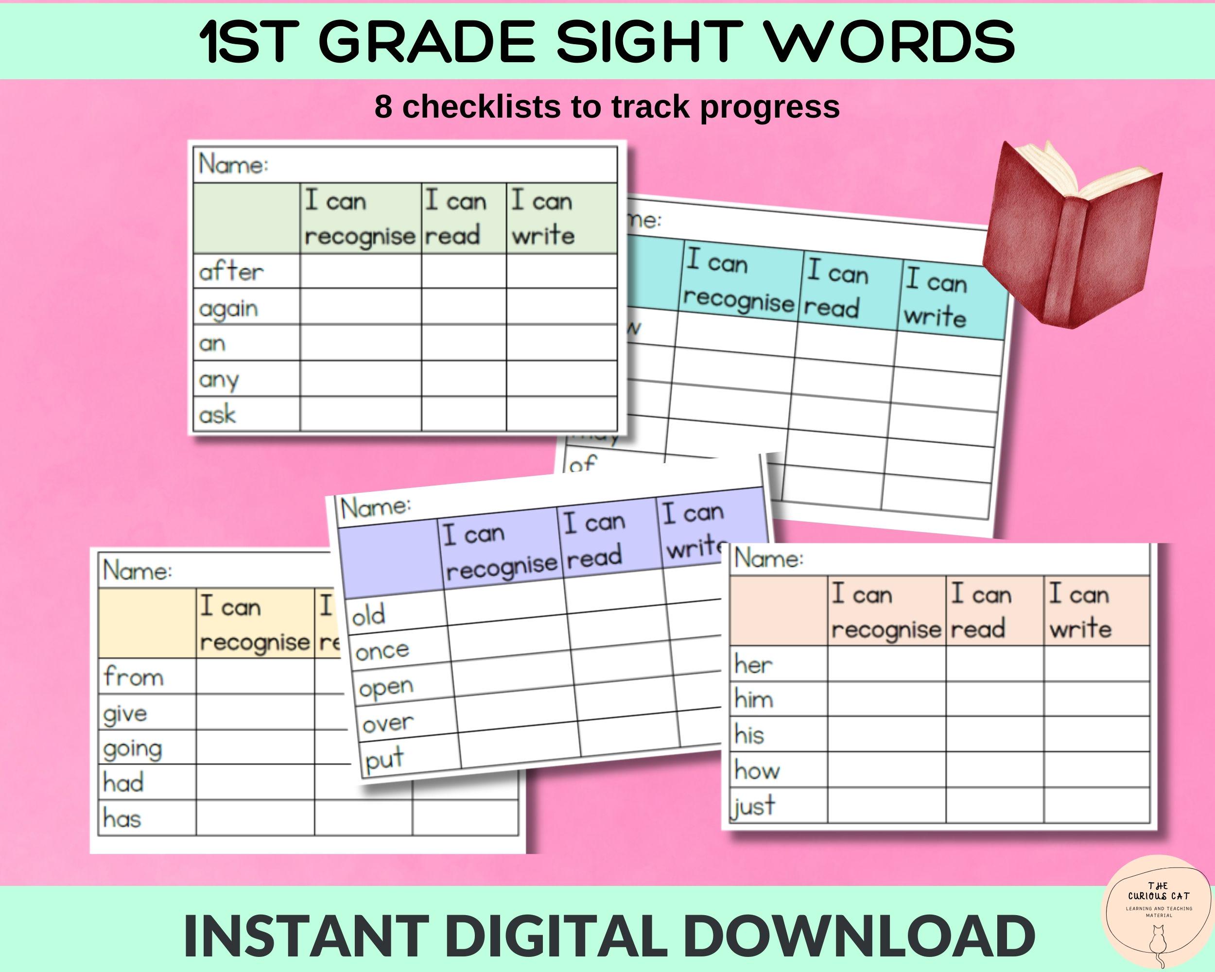 1st Grade Sight Words, High Frequency Flashcards for First Grade ...