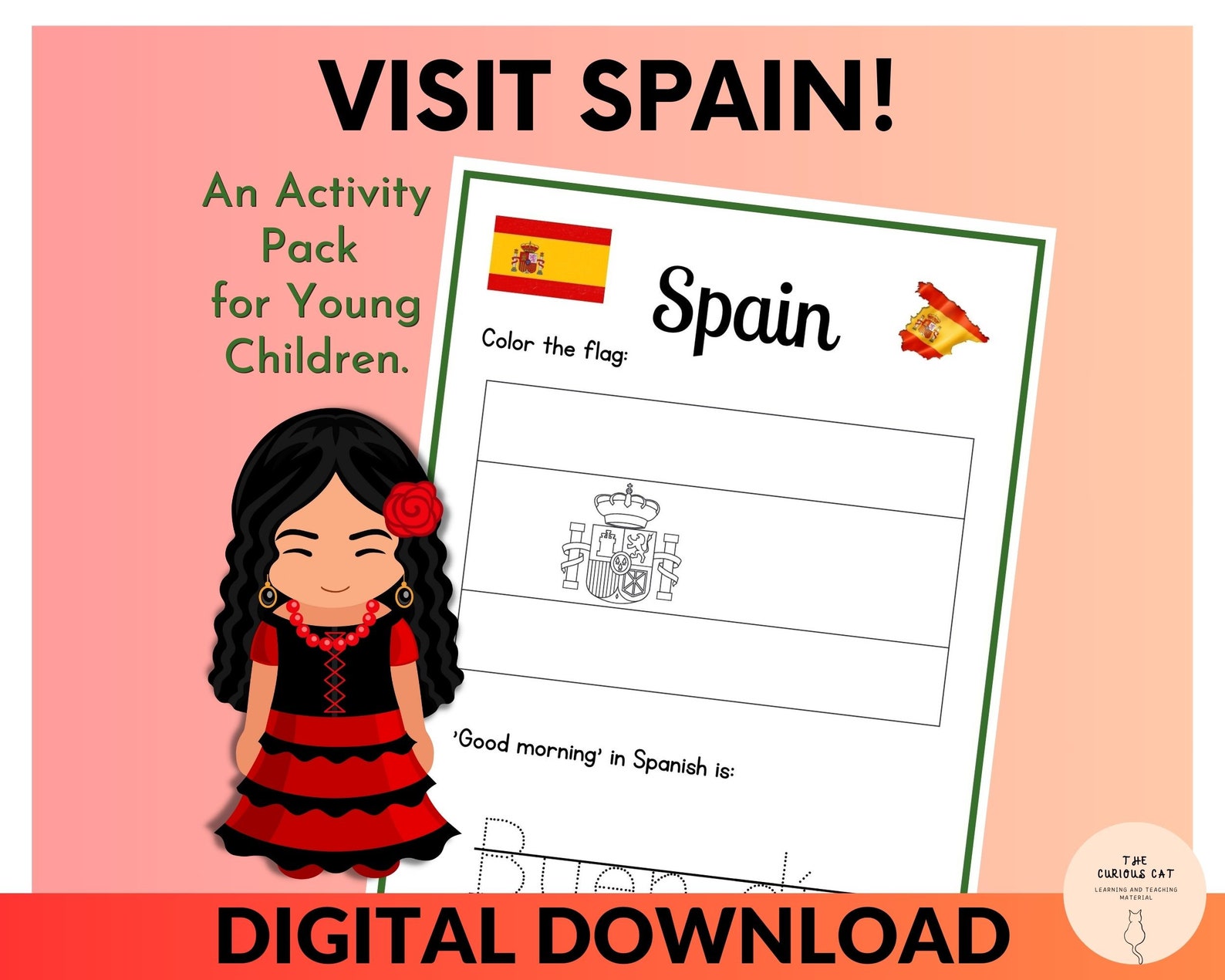 Spain Worksheets, Pre-school Worksheets, A Fun and Educational Travel ...