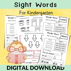 Dolch Sight Words Worksheets, Pre-primer Kindergarten Workbook Spelling ...