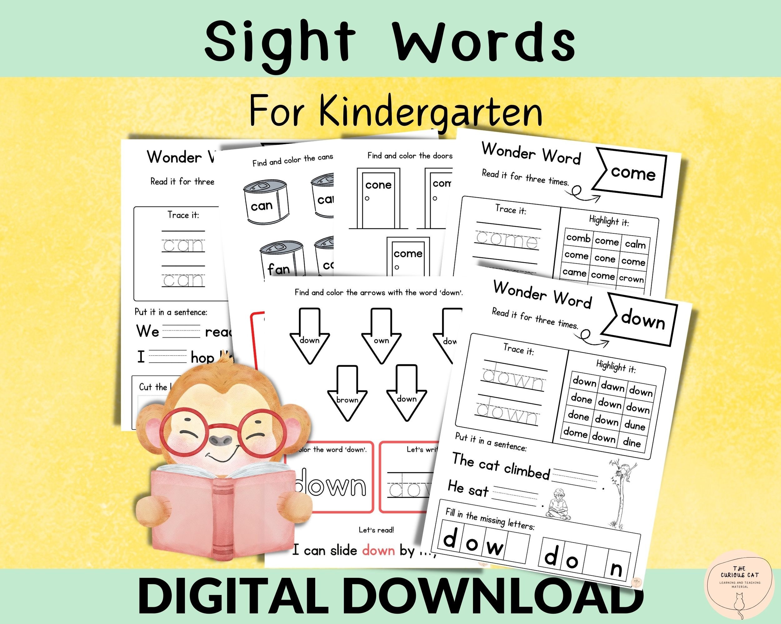 Dolch Sight Words Worksheets, Pre-primer Kindergarten Workbook Spelling ...