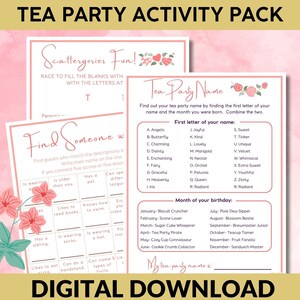 35 Tea Party Printable Activities, Bingo Game, Coloring Pages, High Tea ...