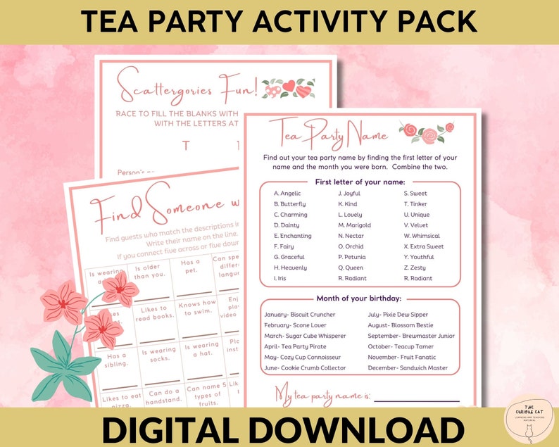 35 Tea Party Printable Activities, Bingo Game, Coloring Pages, High Tea ...