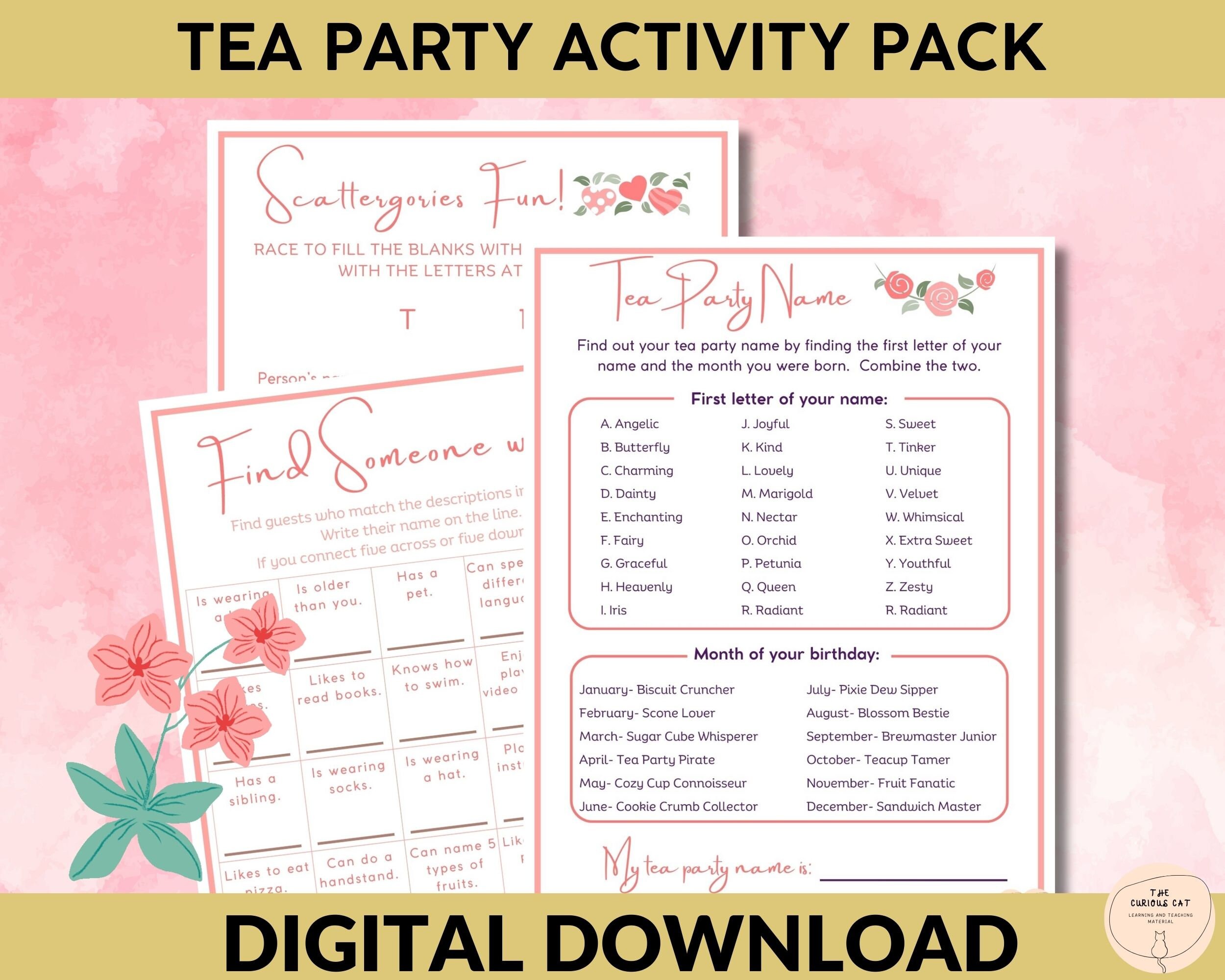 35 Tea Party Printable Activities, Bingo Game, Coloring Pages, High Tea ...