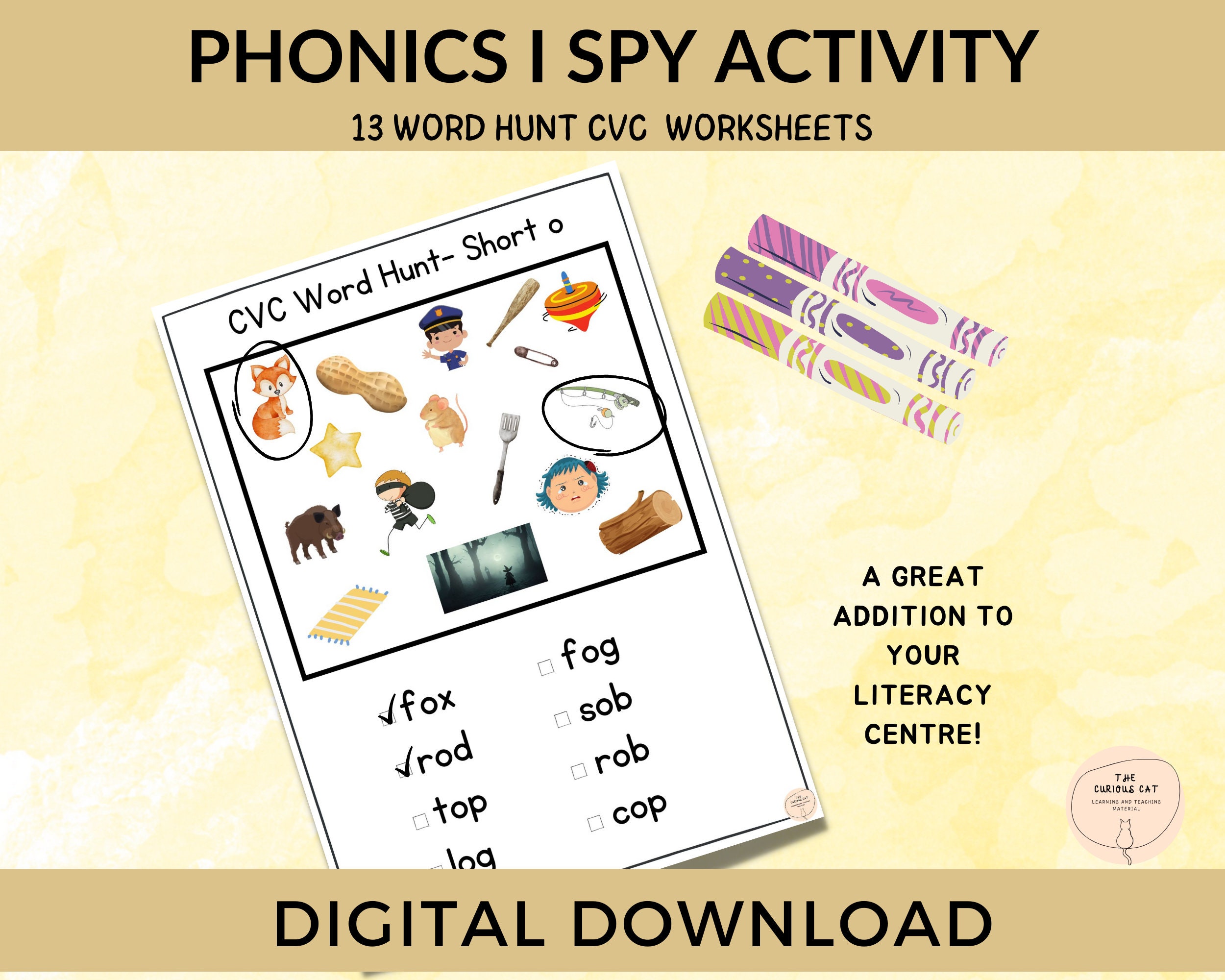 Phonics Worksheets, Kindergarten CVC, I Spy Printables, Activity ...