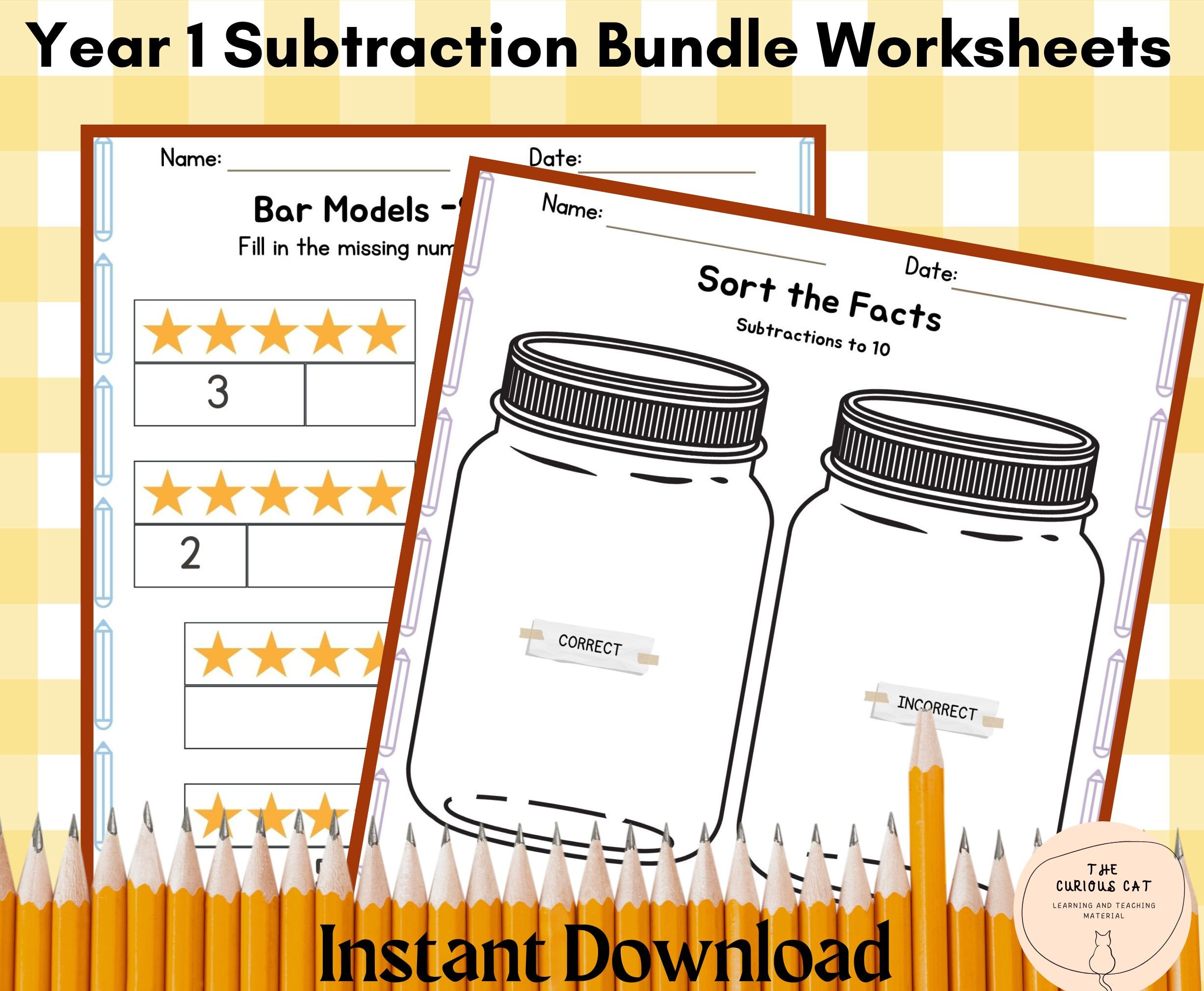 Bundle Subtraction Printables for Year 1/ Subtraction Practice/ Year 1 ...