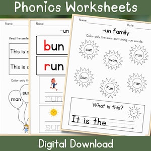 Phonics CVC Words Printable Worksheets for Kindergarten, CVC Word ...