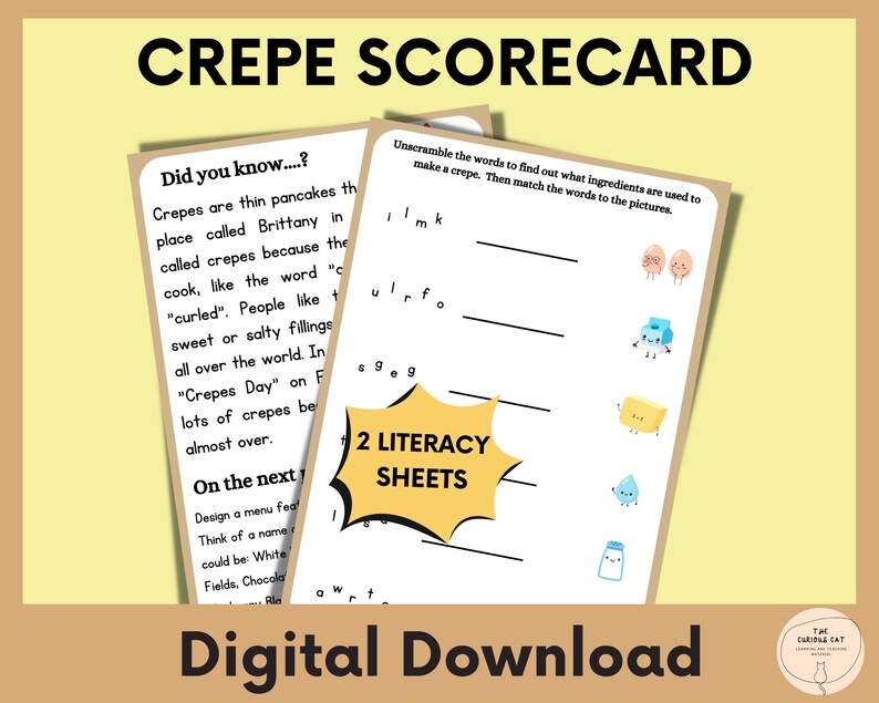 Kids Worksheet, Crepe Rating Activity, Pajama Party Activity Idea ...