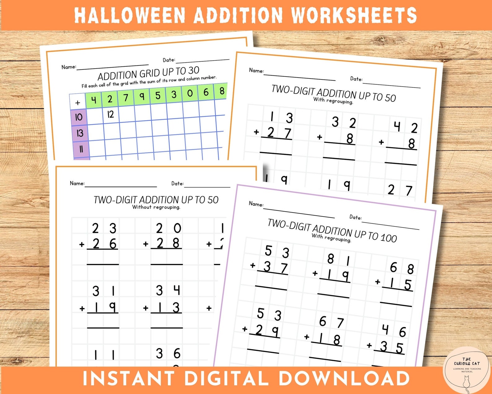 Maths Printable Halloween Worksheets, Addition Worksheets for 2nd and ...
