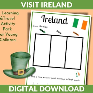 Travel to Ireland Printable for Kids, Educational Pack for Toddlers and ...