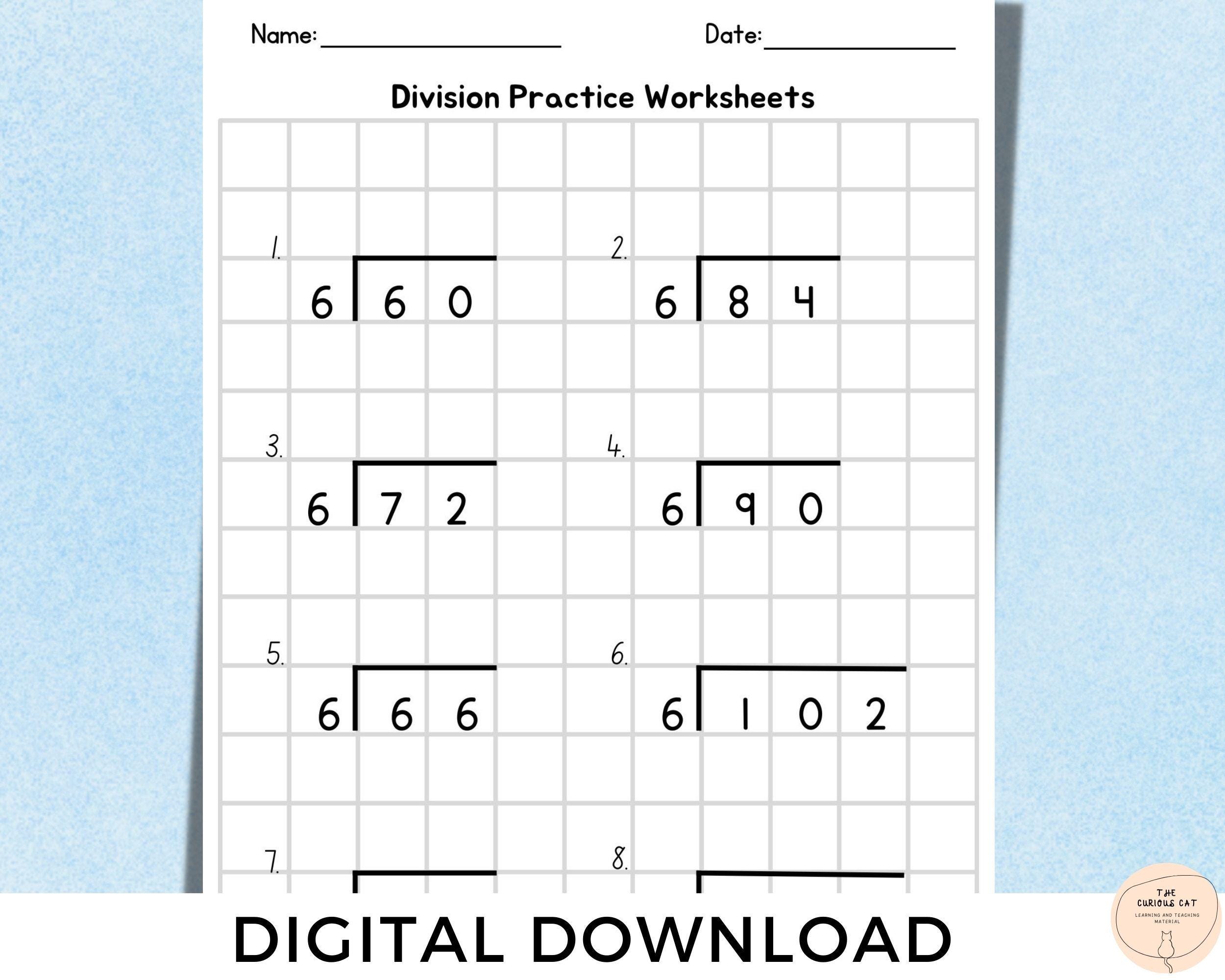 Division Worksheets Without Remainder; Division Printouts for 3rd Grade ...