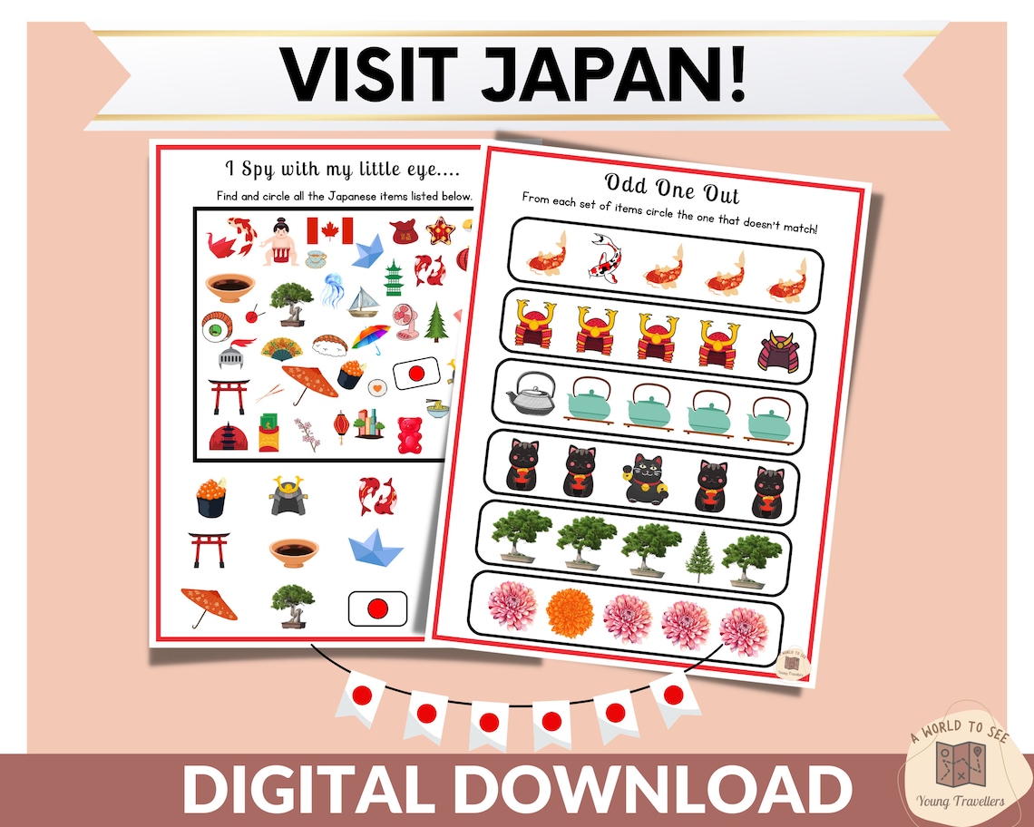 Japan Worksheets, Learning & Travel Printable for Children; Kids ...