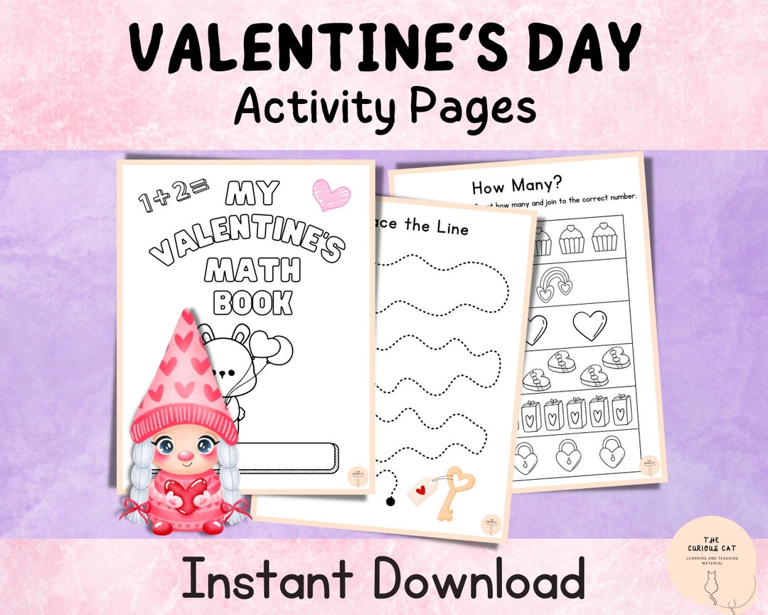 Kindergarten Math Activities Bundle, Valentines Worksheets for Pre-k ...