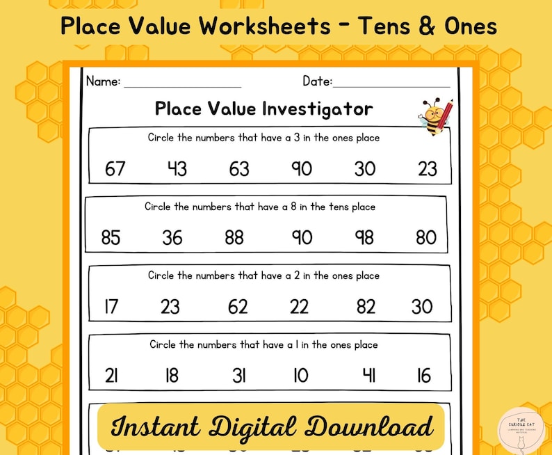 Maths Worksheets Kindergarten and 1st Grade, Place Value and Number ...