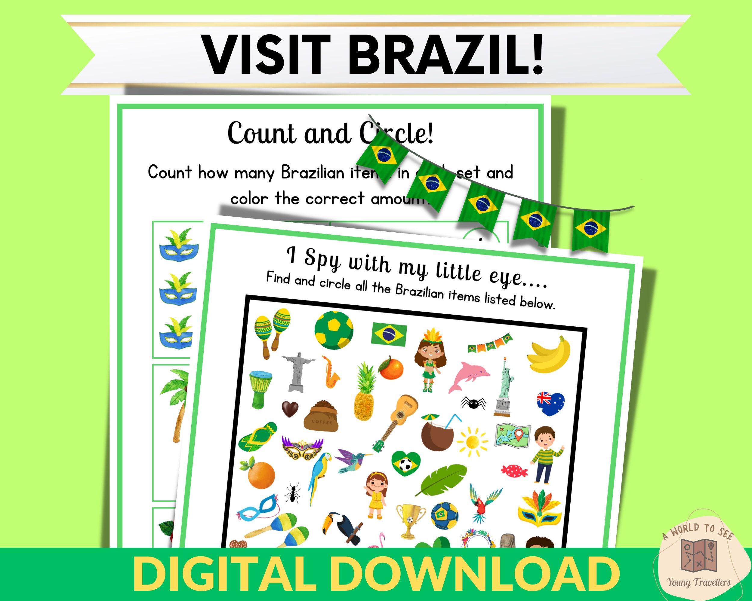 Brazil Worksheets A Learning & Travel Pack for Young Children Kids ...