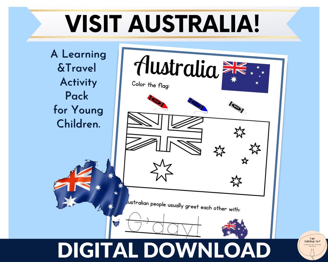 Country Study Printable, Travel Activity, Australia Learning & Travel ...