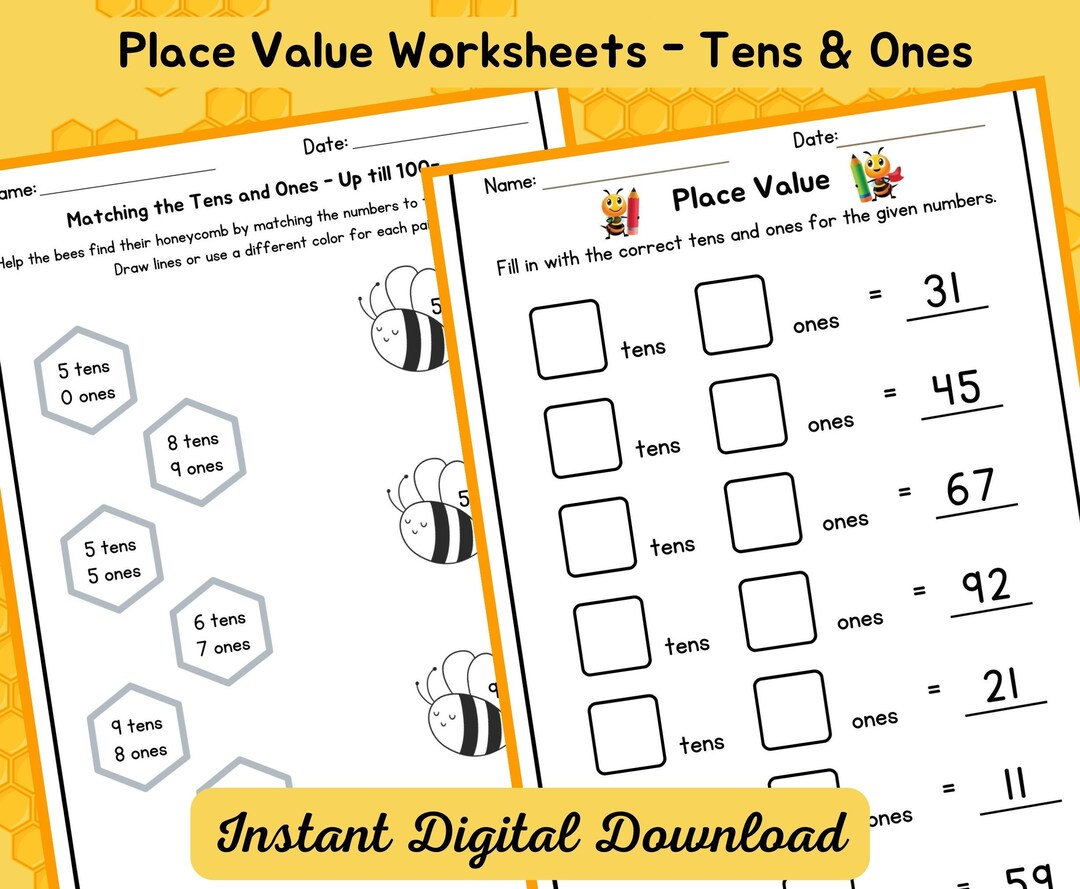 Maths Worksheets Kindergarten and 1st Grade, Place Value and Number ...