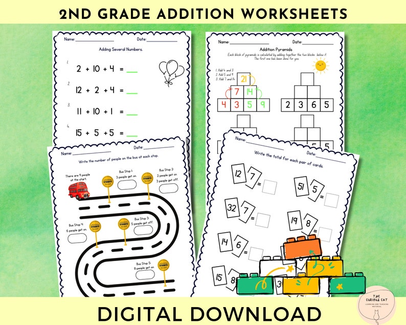 30 Addition Worksheets for 2nd Grade, Maths Printables, Addition Facts ...