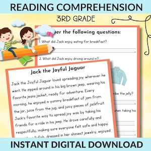 2nd-3rd Grade Reading Comprehensions Bundle | Writing Frames Printables ...