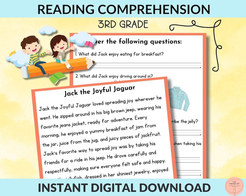 2nd-3rd Grade Reading Comprehensions Bundle | Writing Frames Printables ...