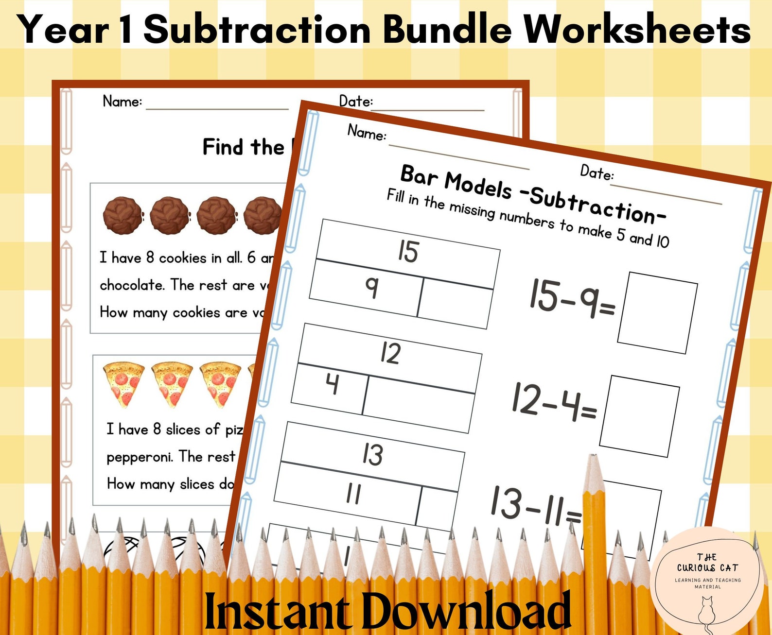 Bundle Subtraction Printables for Year 1/ Subtraction Practice/ Year 1 ...