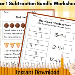 Bundle Subtraction Printables for Year 1/ Subtraction Practice/ Year 1 ...
