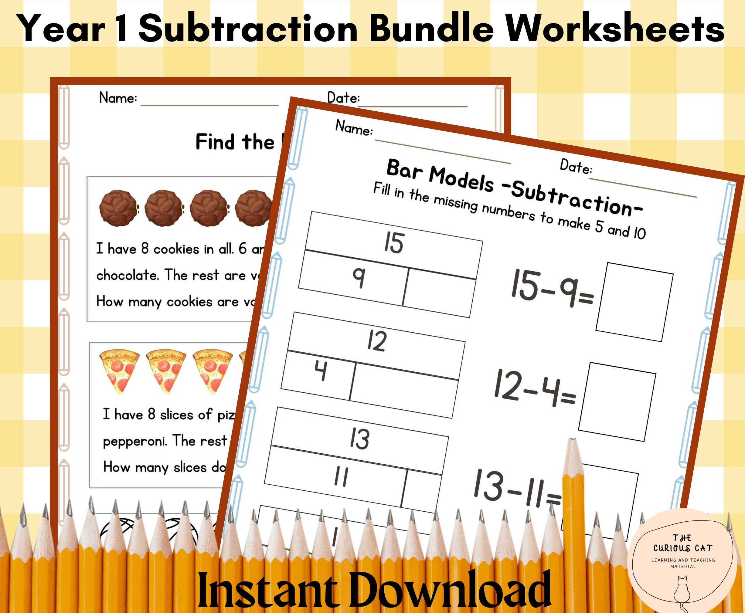 Bundle Subtraction Printables for Year 1/ Subtraction Practice/ Year 1 ...