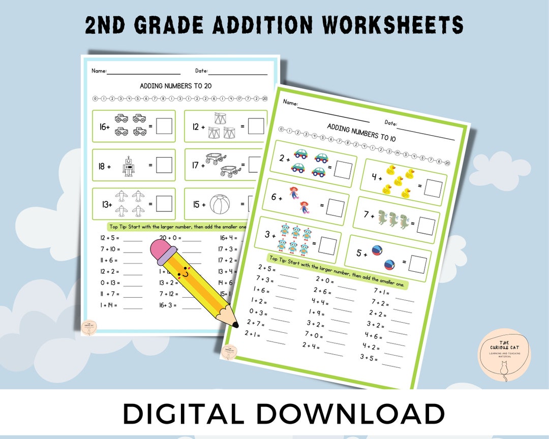 Addition Worksheets for 2nd Grade, Maths Printouts Educational Resource ...