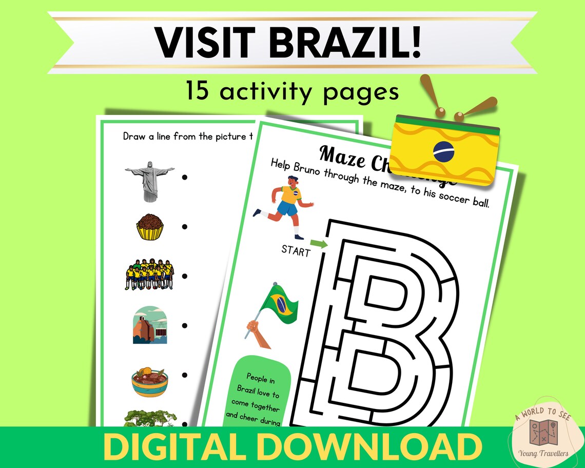 Brazil Worksheets; A Learning & Travel Pack for Young Children; Kids ...