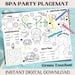 Spa Activity and Coloring Placemat, Slumber Party Idea, Printable Favor ...