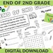 2nd Grade End of Year Activity Placemat, Teacher Favour for Students ...