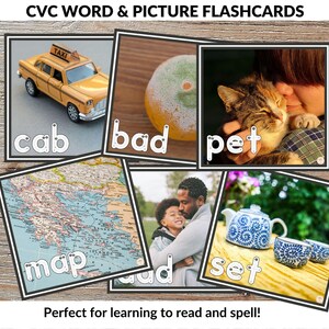 Phonics Printables, Word Picture Flashcards, CVC Cards, Literacy Center ...