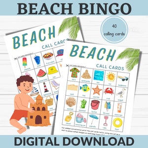 Printable Beach Bingo Game, Summer Bingo for Kids, Fun Beach Game ...
