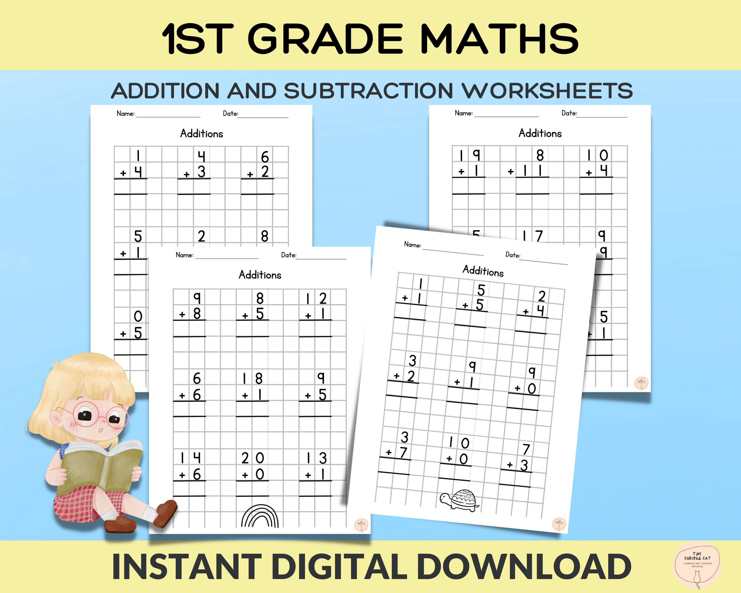 Maths Worksheets, 1st Grade Maths Printouts, Addition & Subtraction ...