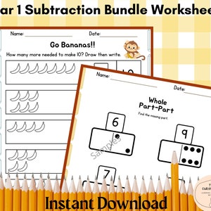 Bundle Subtraction Printables for Year 1/ Subtraction Practice/ Year 1 ...