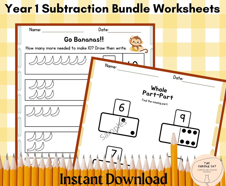 Bundle Subtraction Printables for Year 1/ Subtraction Practice/ Year 1 ...
